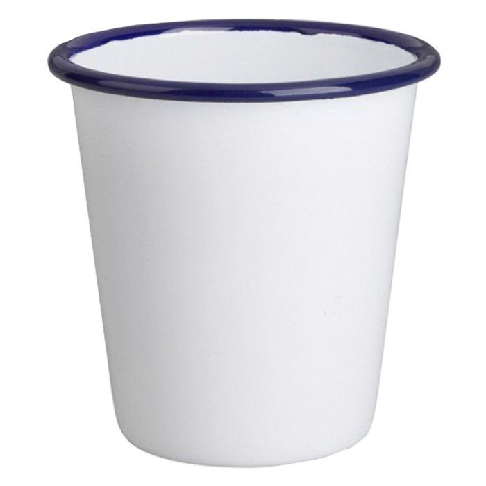 TUMBLER WHITE WITH BLUE RIM ROUND TUMBLER 31CL STEEL ENAMEL ENAMELWARE ...