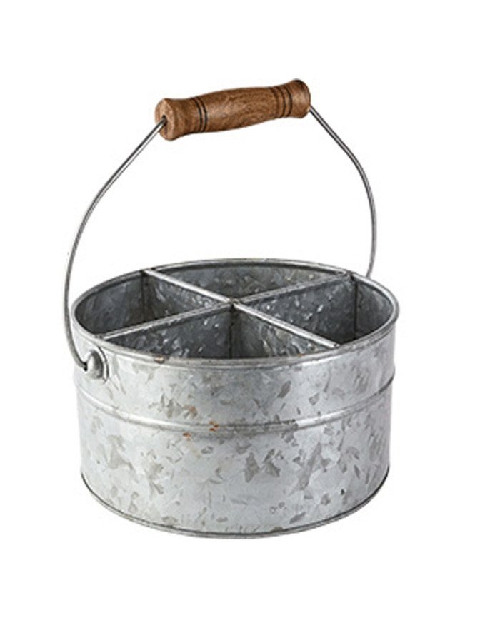 Buy ROUND 4-COMPARTMENTS TABLE CADDY WITH HANDLE D21XH12CM GALVANIZED ...