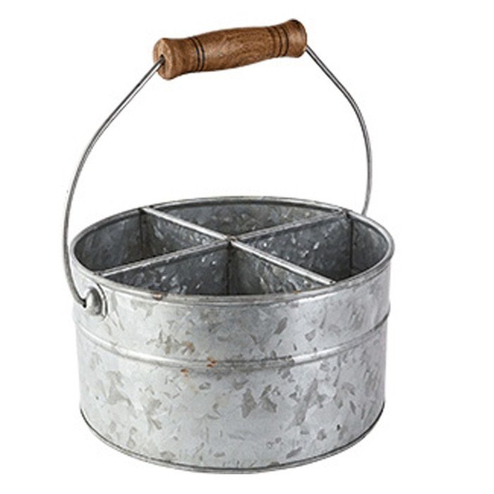 Buy ROUND 4-COMPARTMENTS TABLE CADDY WITH HANDLE D21XH12CM GALVANIZED ...