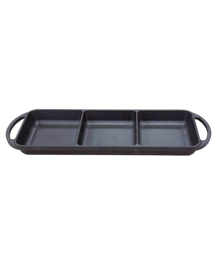 CAST IRON 3-COMPARTMENT DISH L38.8X12.6XH3CM